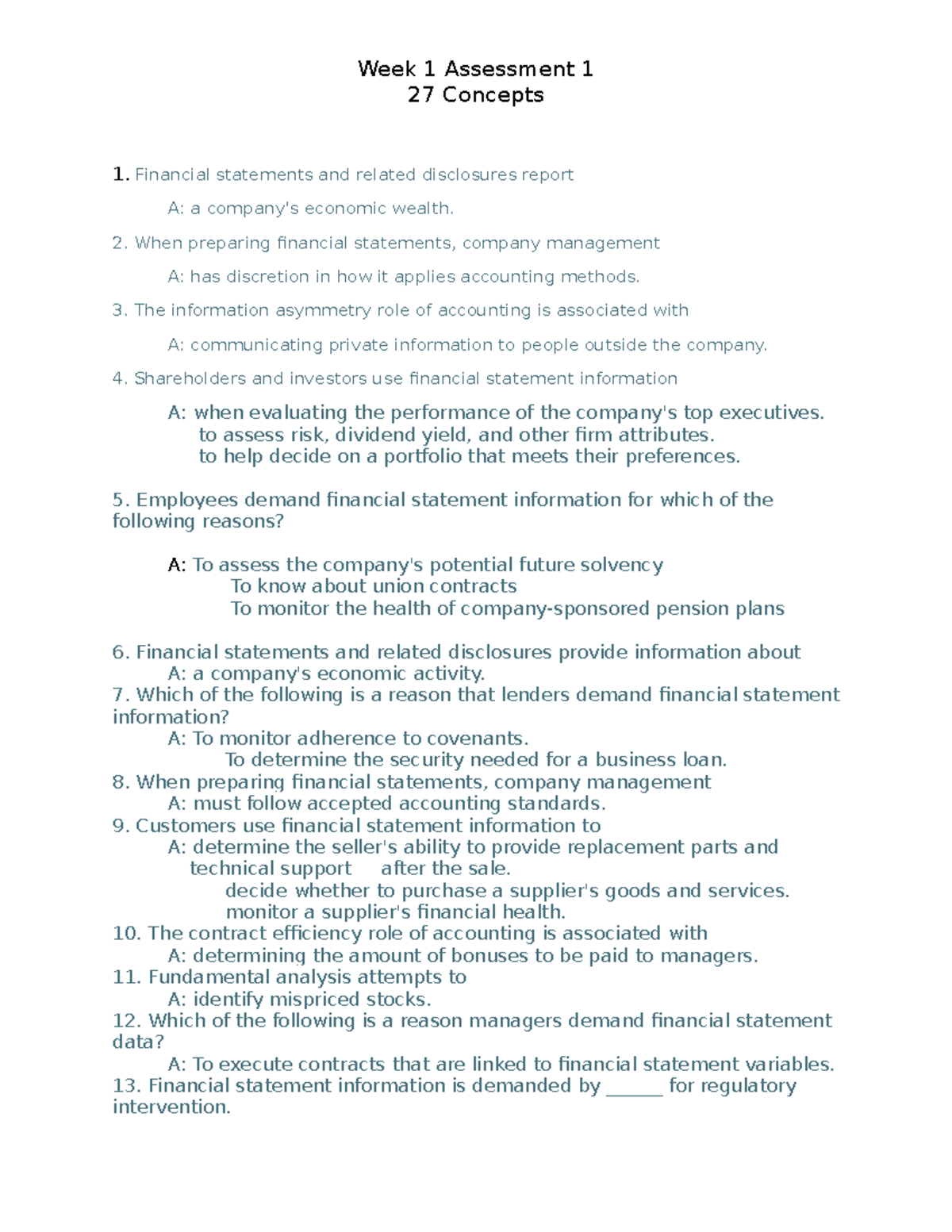 Week 1 - Chapter 1 Assessment - Module 1 Summary and Concepts - Studocu