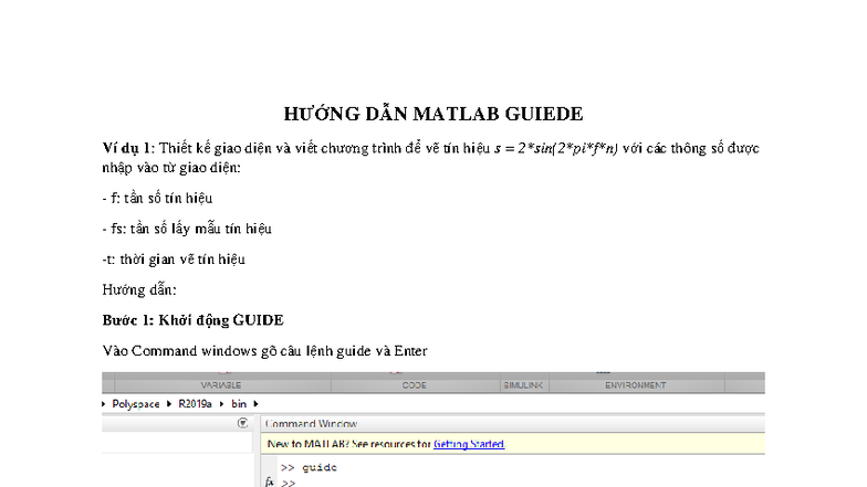 HƯỚNG DẪN MATLAB GUI: Thiết Kế Giao Diện Vẽ Tín Hiệu - Studocu