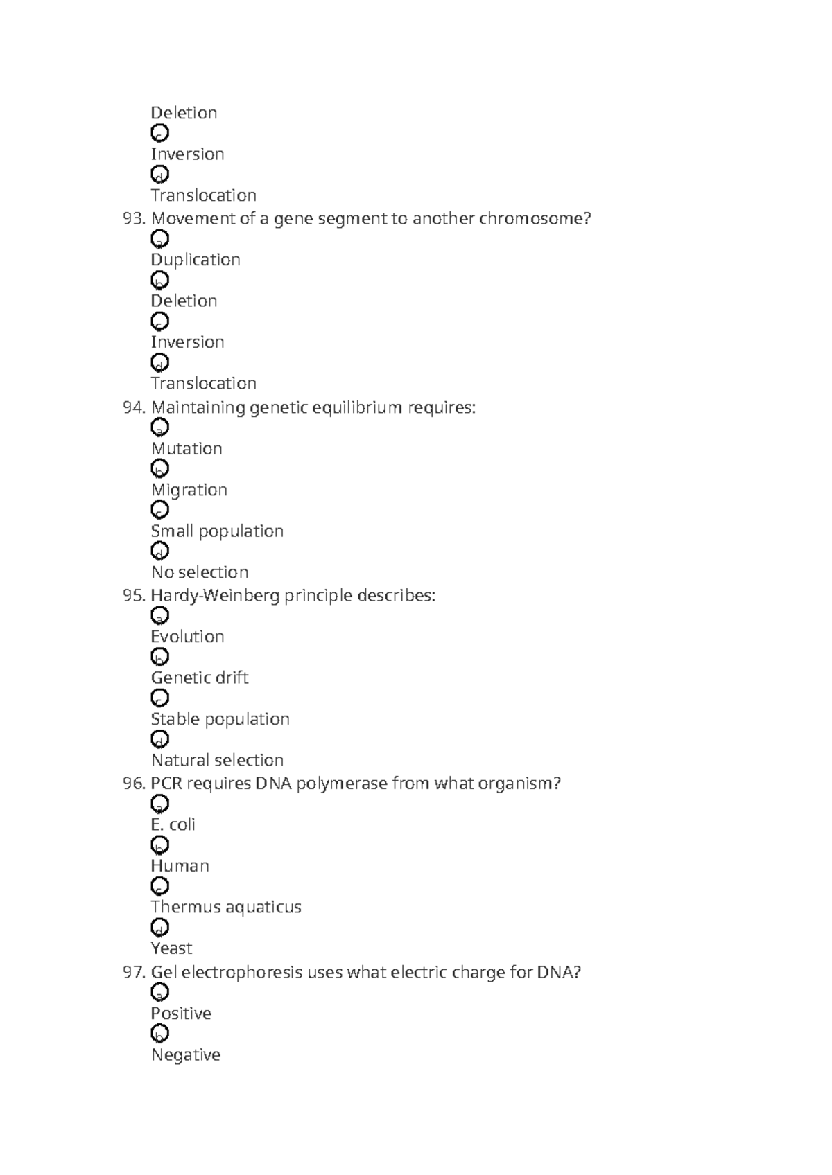 Genetics and Heredity Quiz (19-20) on Gene Movement and Equilibrium ...