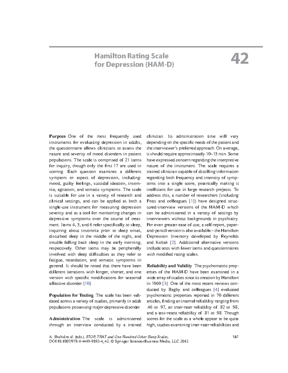 Comprehensive Overview of Hamilton Rating Scale for Depression (HAM-D ...