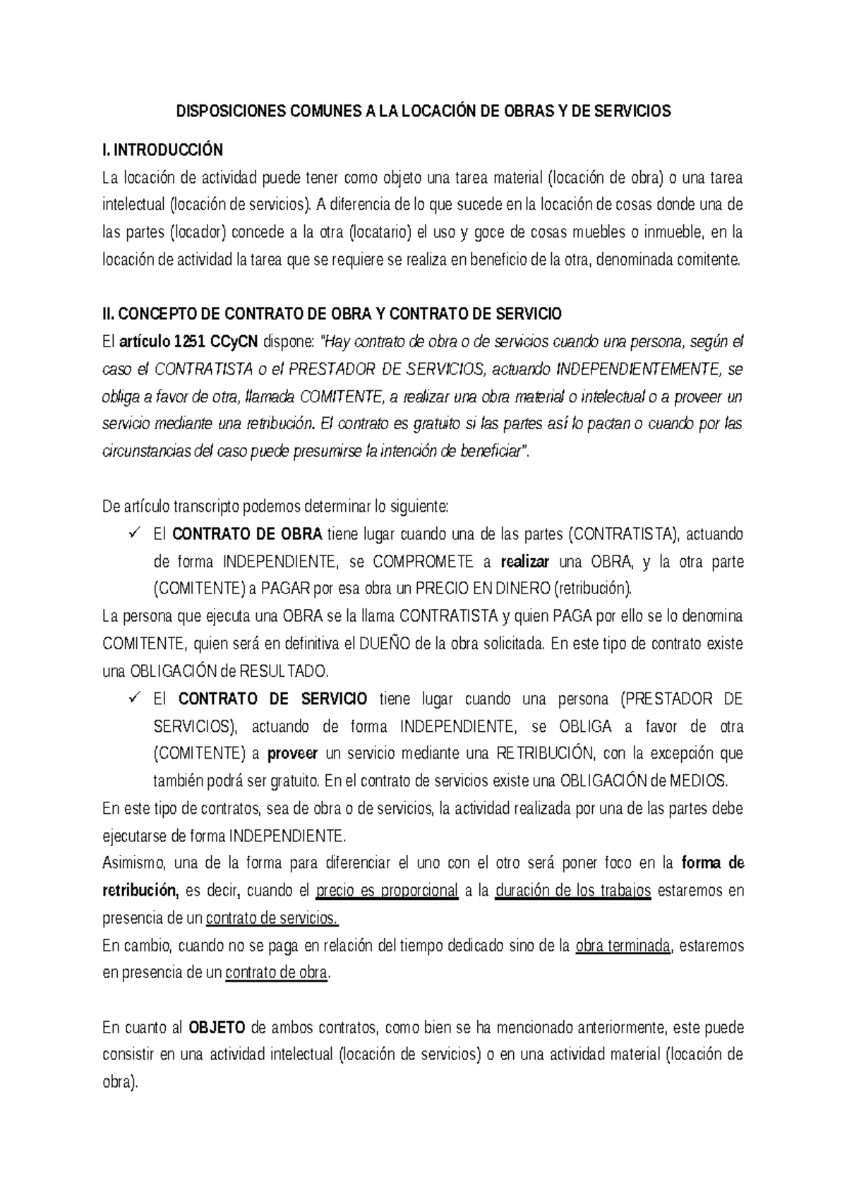 Contrato de Locación de Obra y Servicios: Análisis y Disposiciones ...