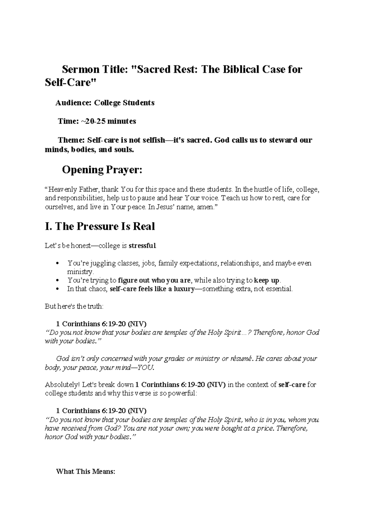 Sermon Notes: Resting in God - A Biblical Perspective for College ...