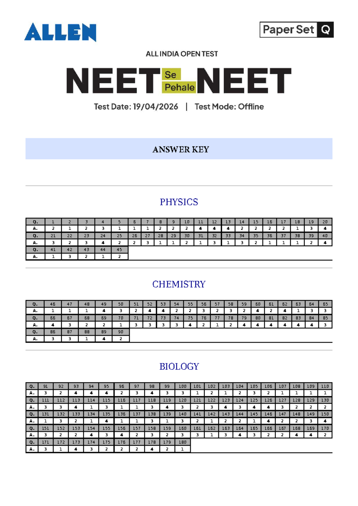 ANSWER KEY PHYSICS 1 & CHEMISTRY 1 - Comprehensive Q&A Guide - Studocu
