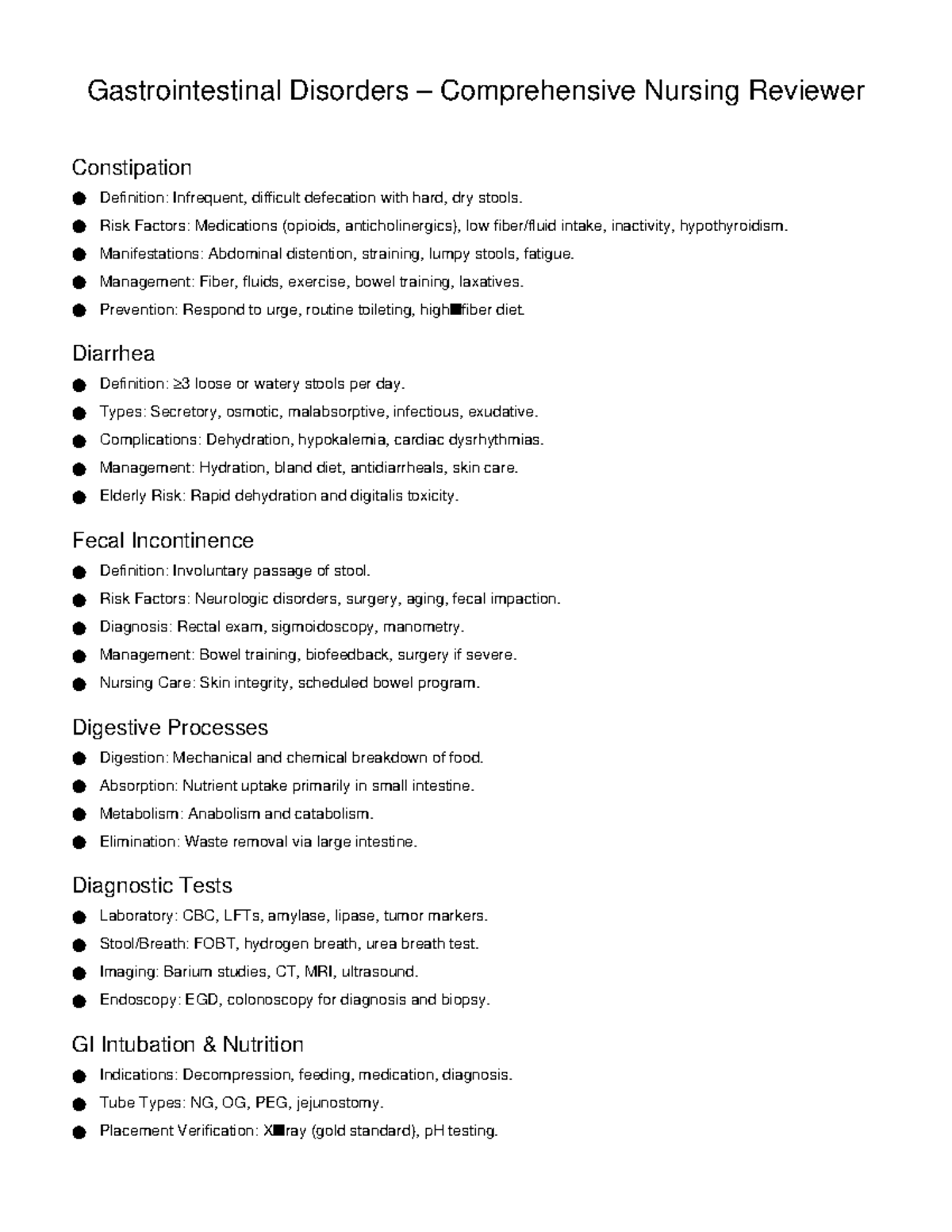 GI Disorders Nursing Review: Constipation, Diarrhea & Incontinence ...