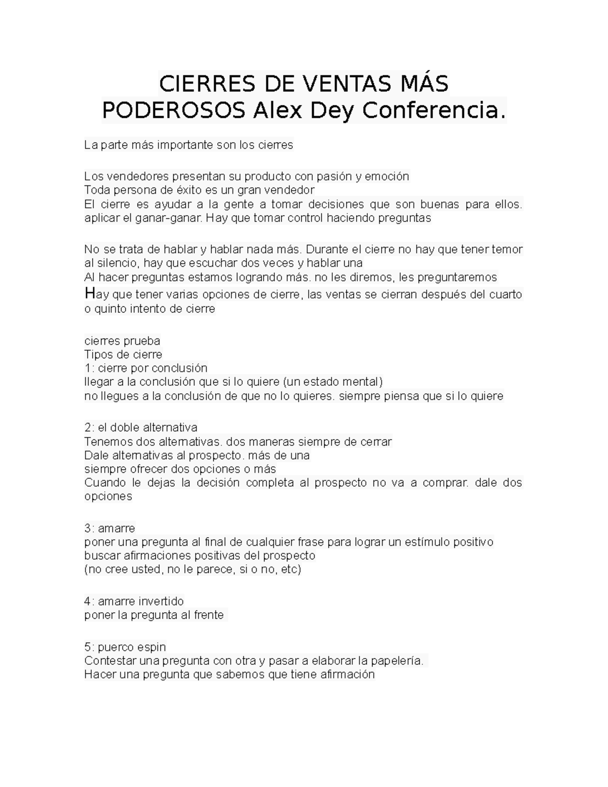 Cierres DE Ventas MÁS Poderosos Alex Dey Conferencia - CIERRES DE ...
