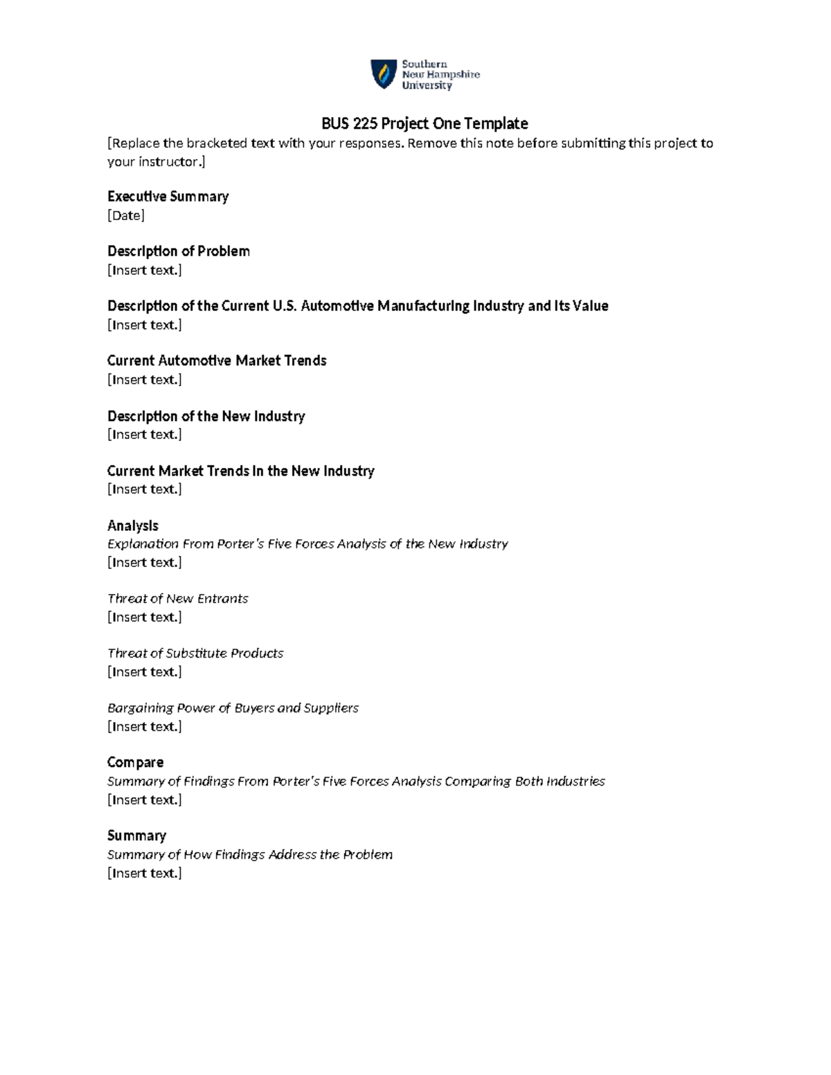 BUS 225 Project One Template - BUS 225 Project One Template [Replace ...