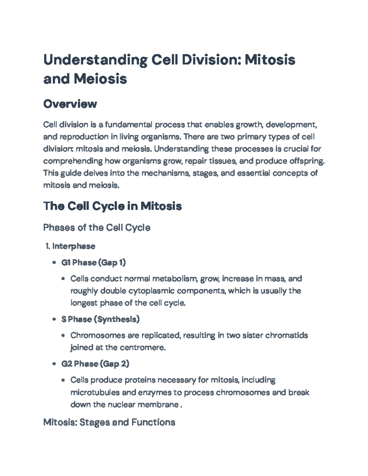 Understanding Mitosis and Meiosis: Mechanisms of Cell Division ...