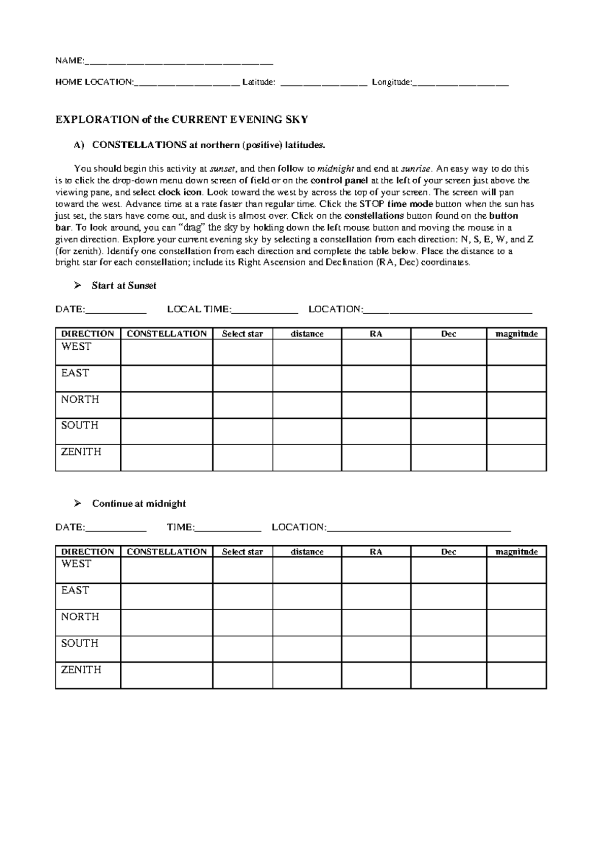 Lab - 2 Stellarium: Evening Sky & Moon Exploration (2025) - Studocu