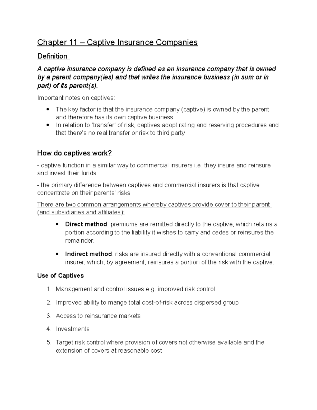Chapter 11 – Understanding Captive Insurance Companies and Their ...