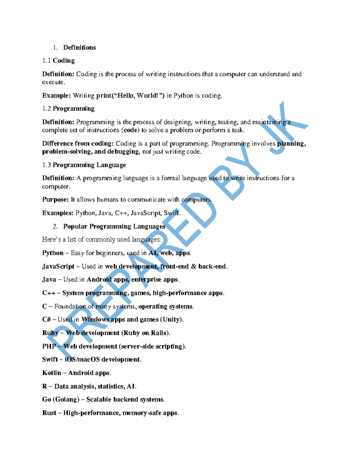 Python Basics Guide: Definitions and Key Concepts - Studocu