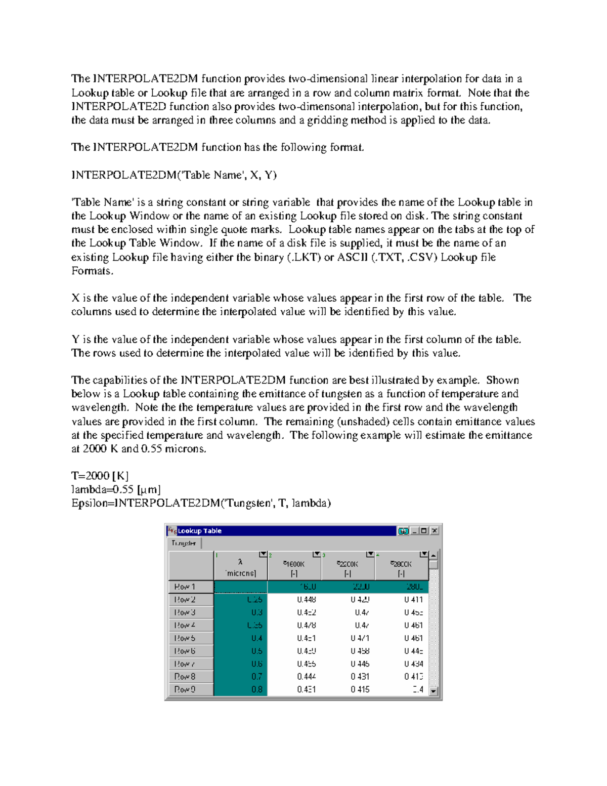 INTERPOLATE2DM Function: Linear Interpolation in Lookup Tables - Studocu