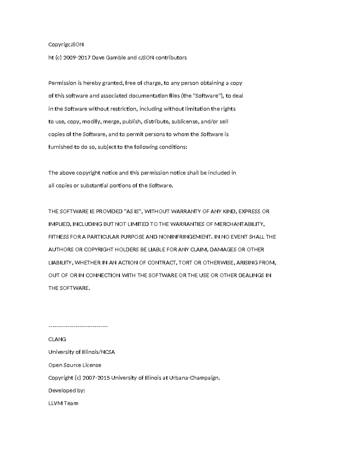 Copyright and License Information Overview for Software (MIT, BSD ...