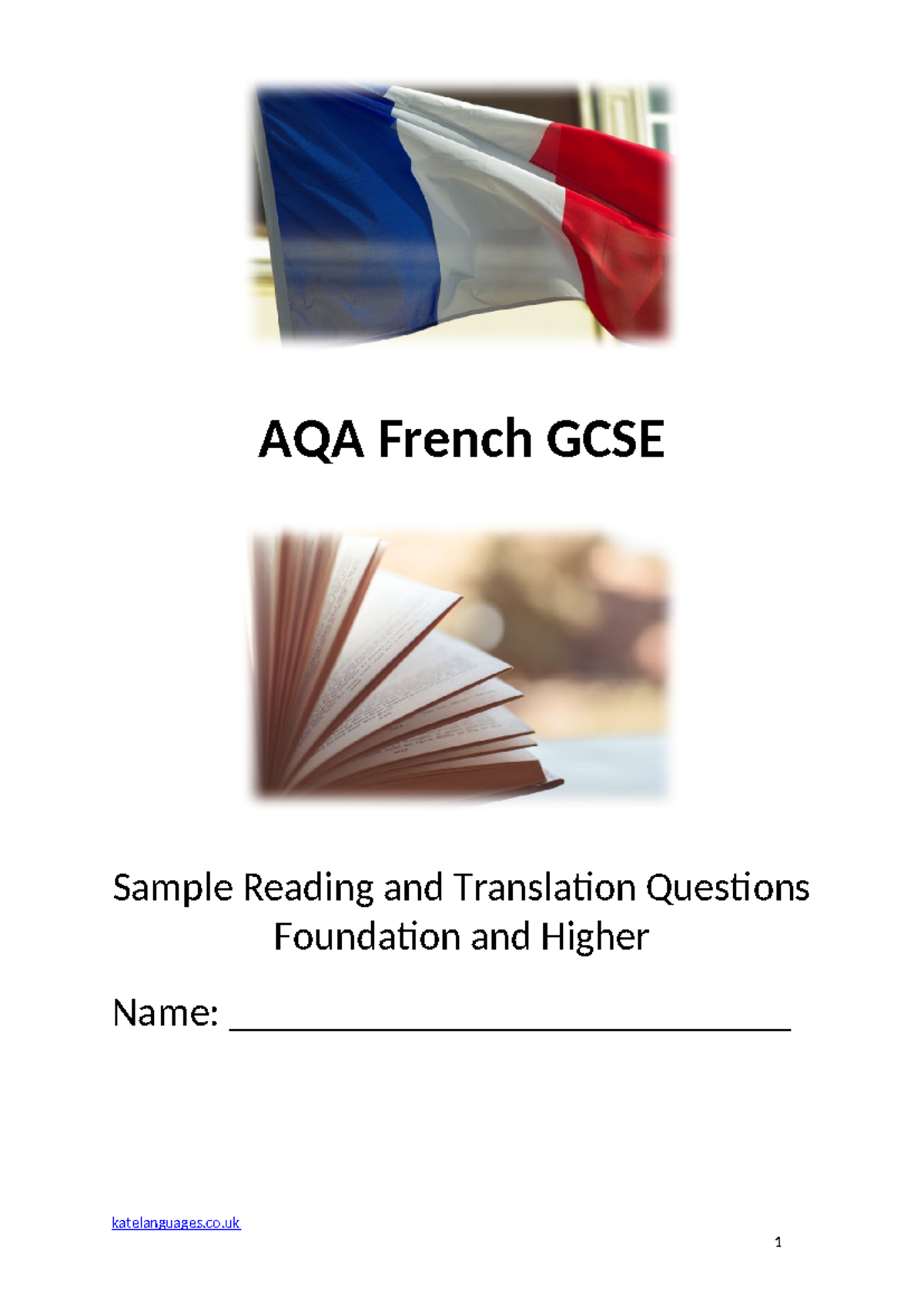 GCSE French - Sample Reading & Translation Qs (Foundation/Higher) - Studocu