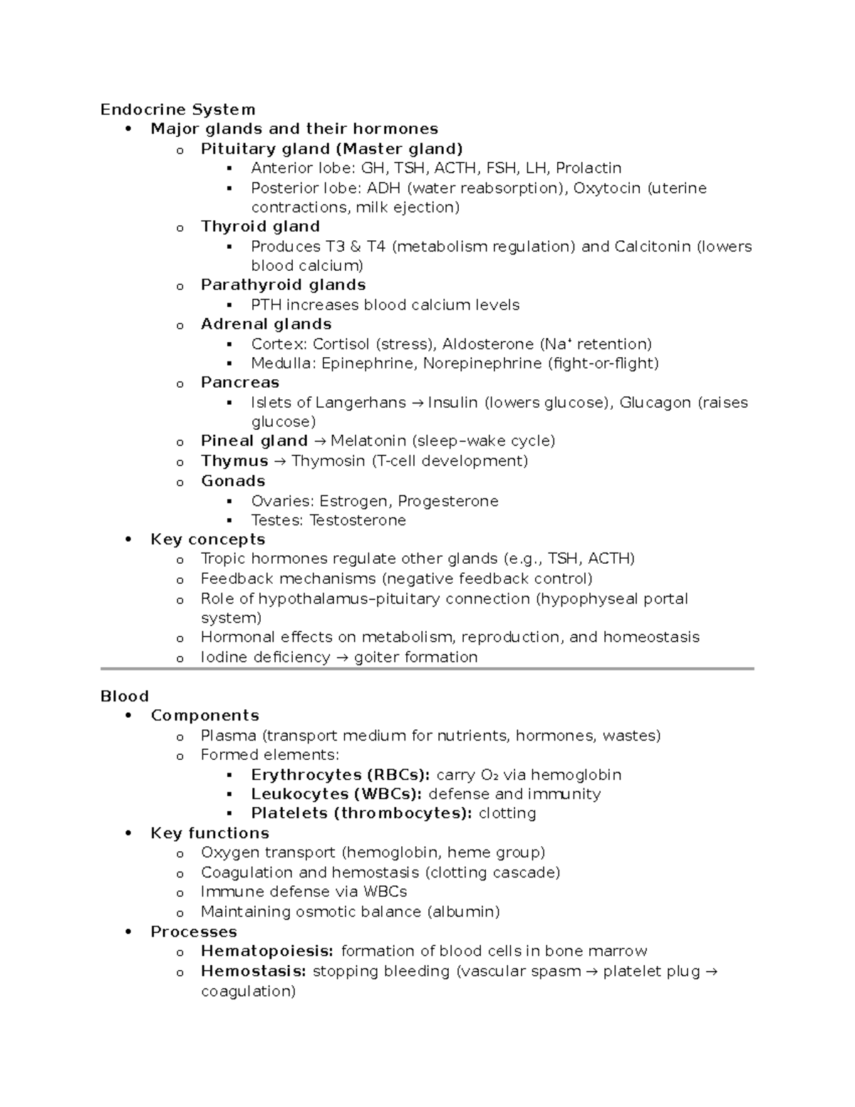 Midterm Review F25 - Endocrine and Immune Systems Overview - Studocu