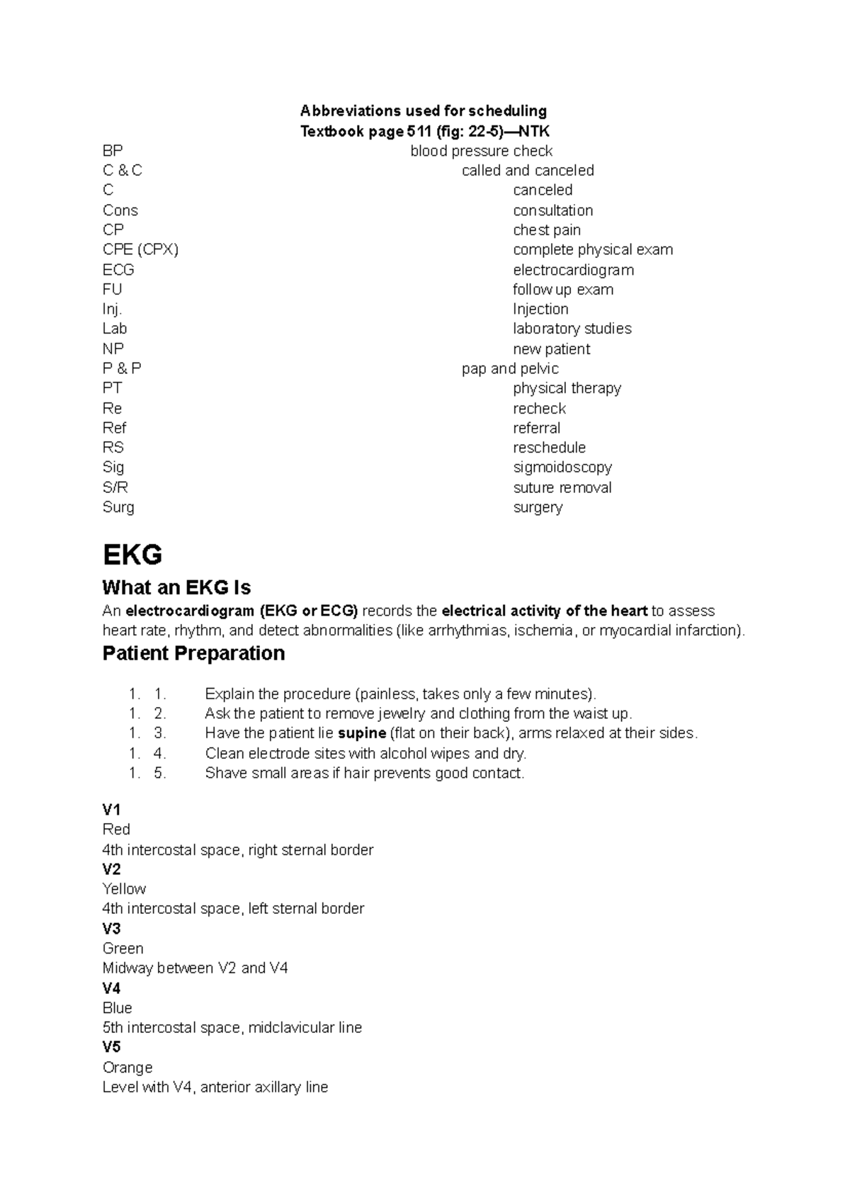 EKG Basics and Med Overview - Nursing Course Notes (BP C CPE) - Studocu