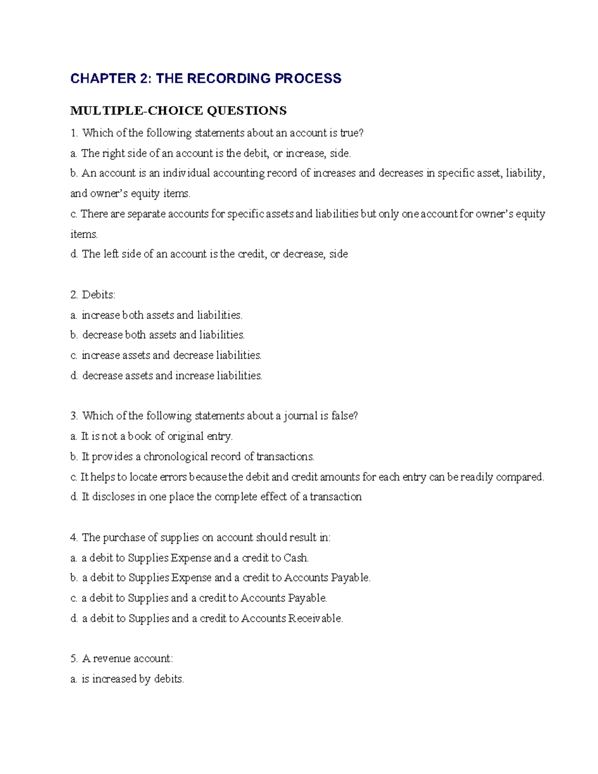 CHAPTER 2: RECORDING PROCESS QUESTIONS & EXERCISES - Studocu