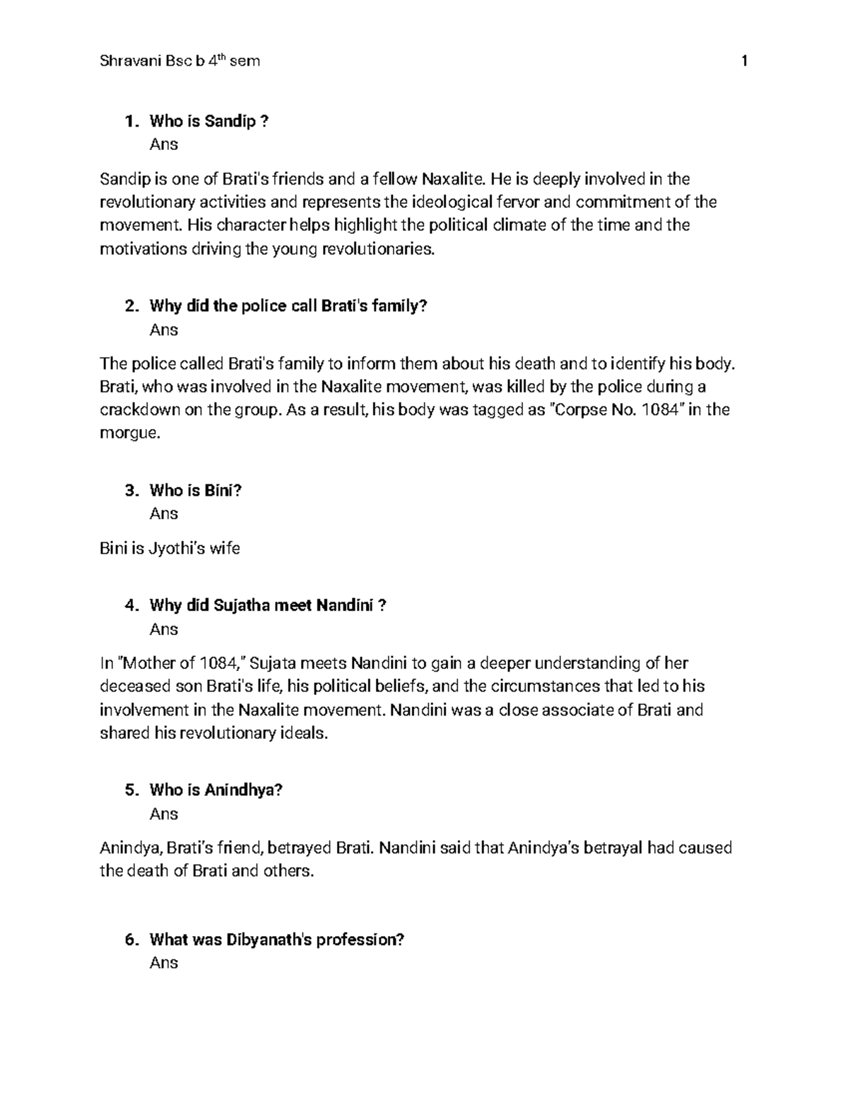 BSC English Final Exam Study Notes: *Mother of 1084*, Grammar & Ted ...