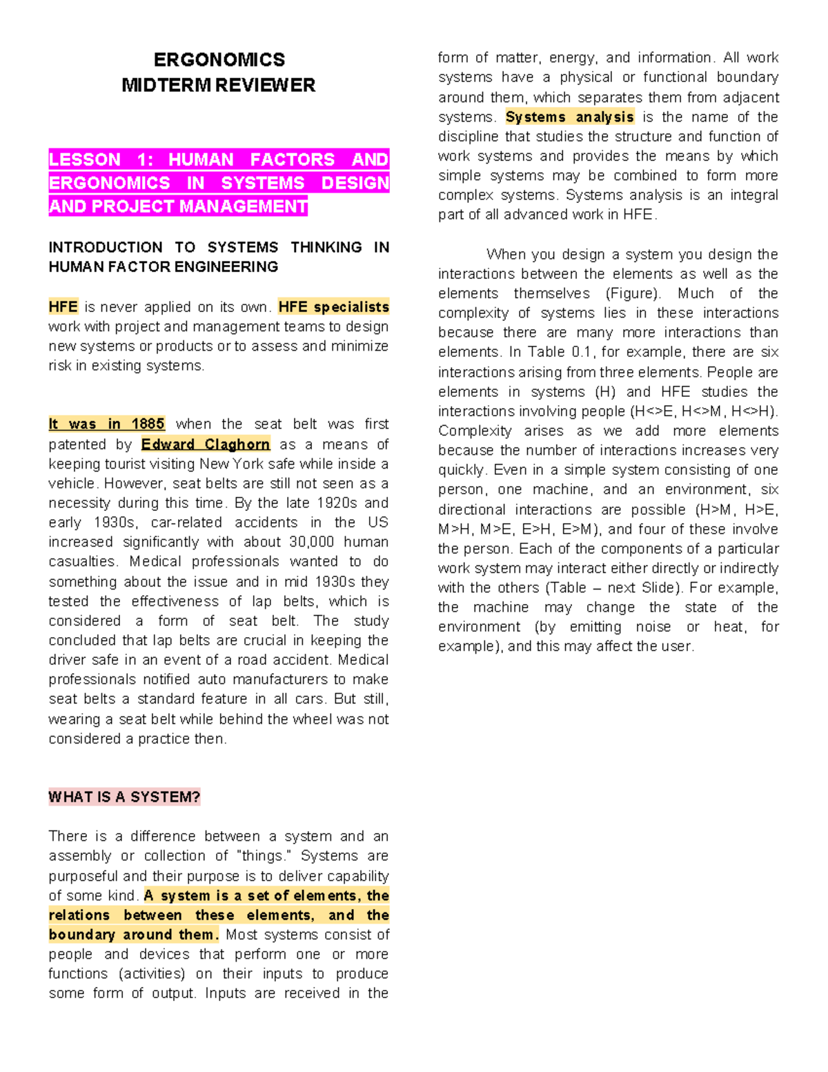 Ergonomics Midterm Review: Key Concepts and Design Principles - Studocu