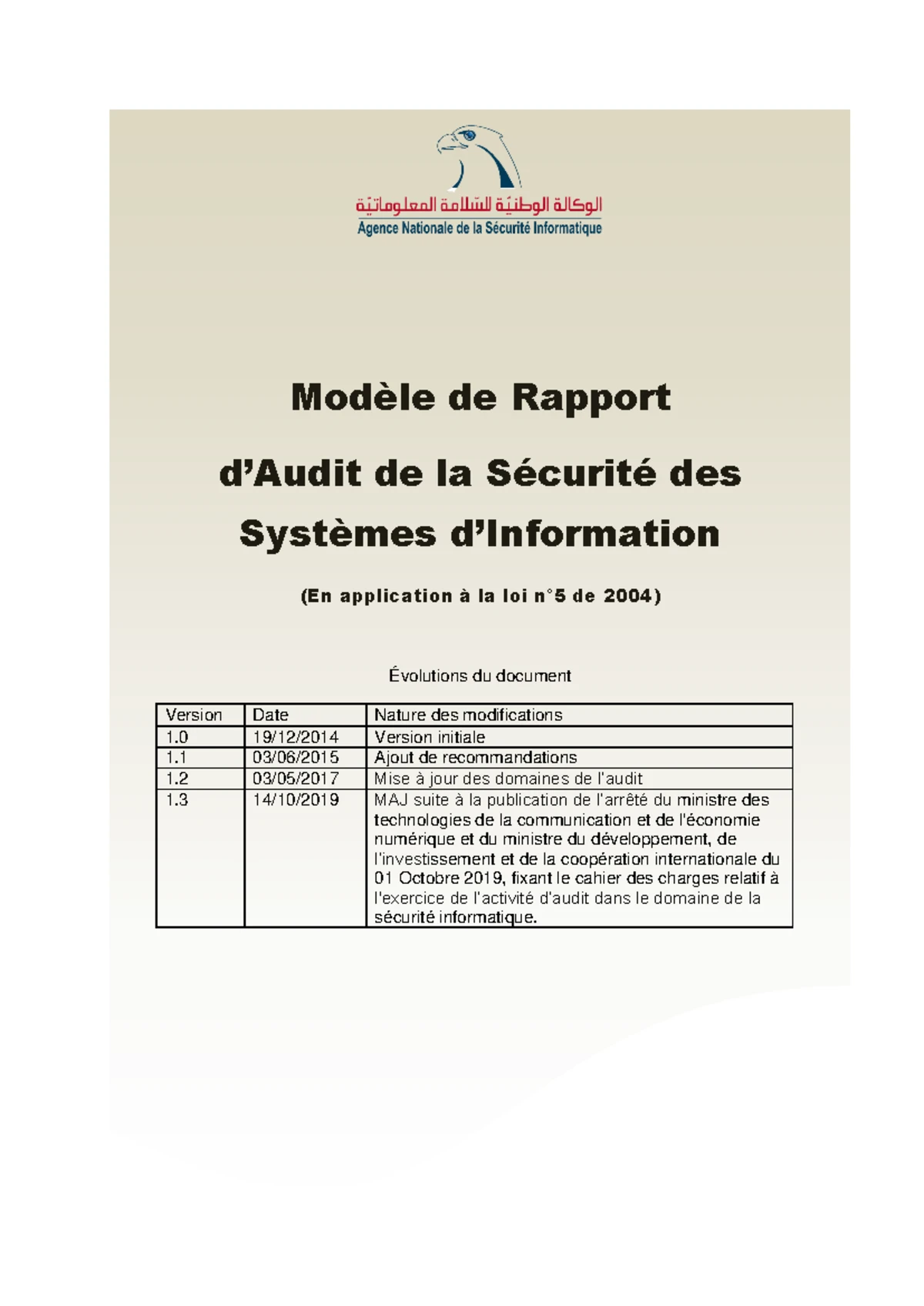 Modele rapport V1 - Avant-propos L’audit de la sécurité des systèmes d’information en Tunisie ...
