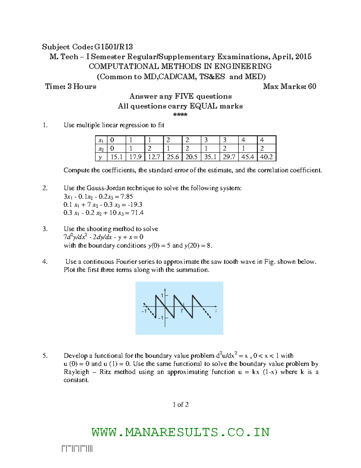 Sample Question 3 computation methods engg ...