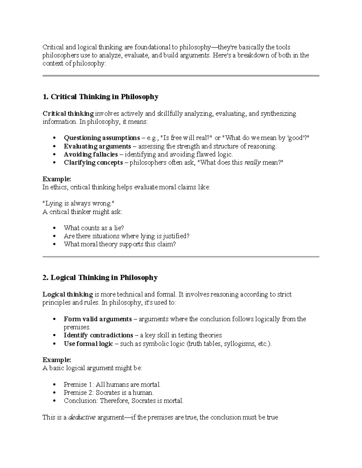 Critical and logical thinking are foundational to philosophy - Here's a ...