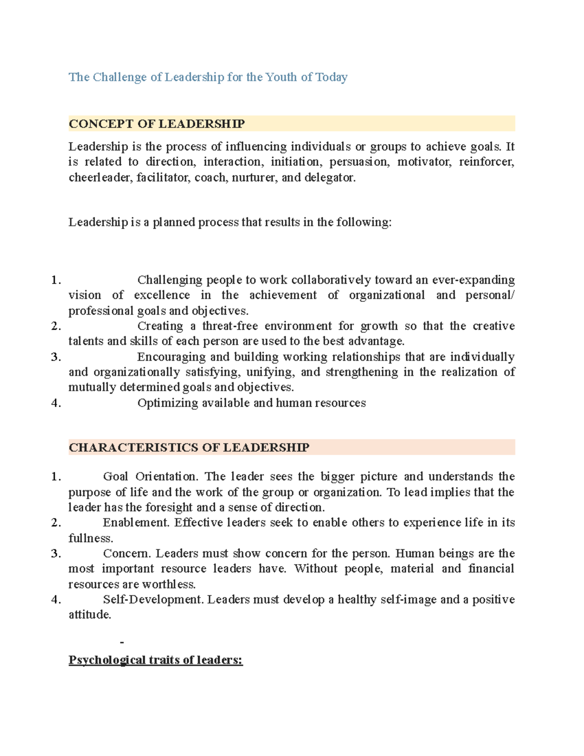 NSTP 1 Module 3 - Leadership Concepts and Styles Lecture Notes - Studocu