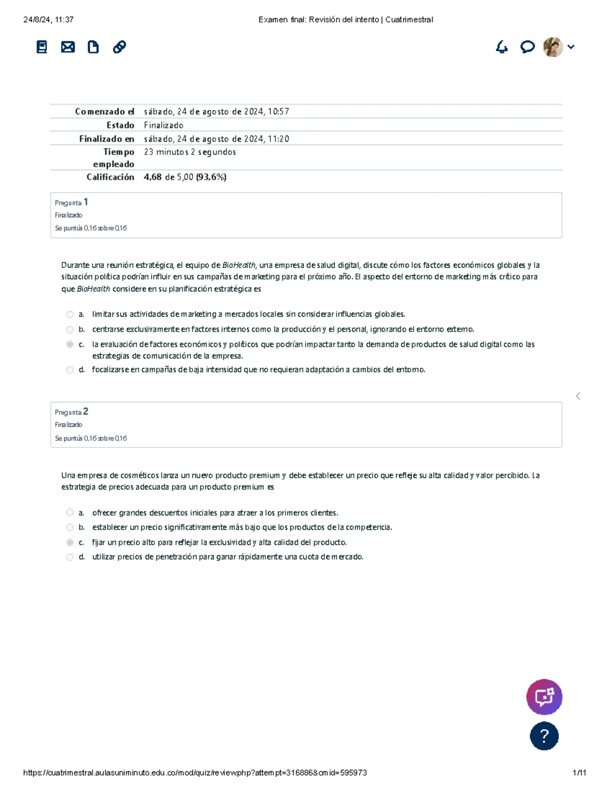 Examen Final 12549: Revisión de Fundamentos de Mercado y Estrategias ...