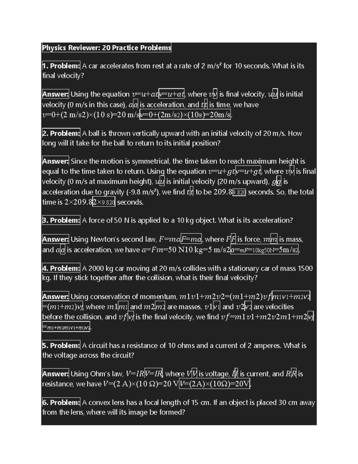 Physics 101: Comprehensive Reviewer with 20 Pract. Problems - Studocu