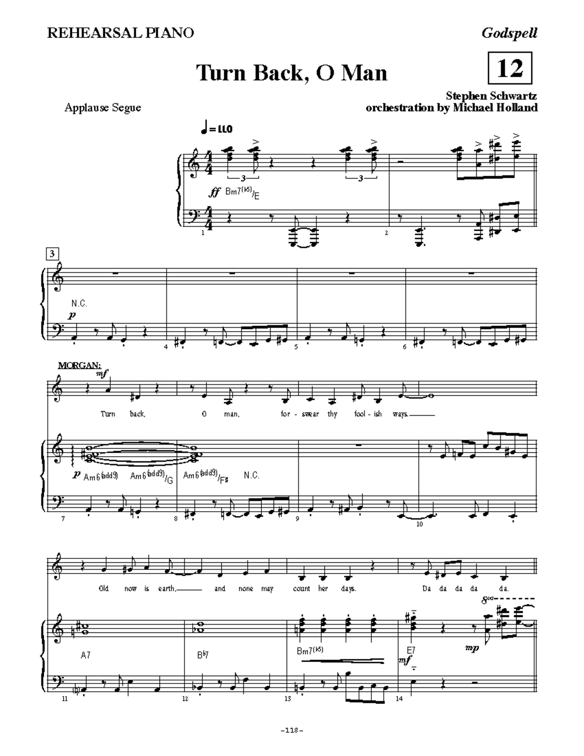 REHEARSAL PIANO: Godspell 2012 - Turn Back, O Man Score - Studocu