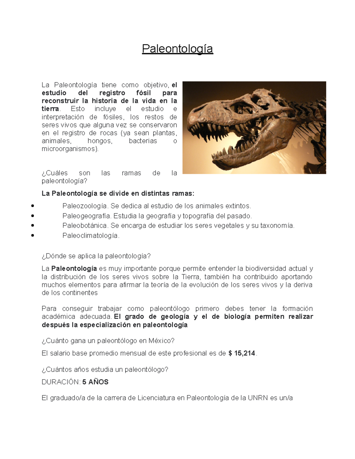 Paleontología - Todo loq ue se necesita saber sobre la carrera de ...