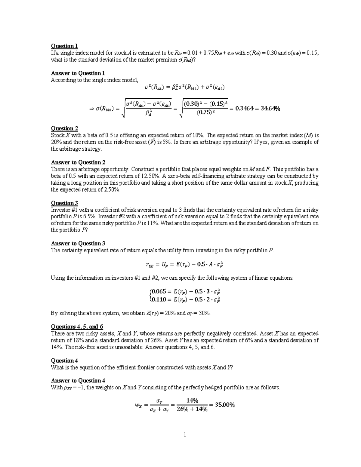 Midterm Practice Questions for Finance (Course Code: AWUSE) - Studocu