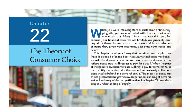 Chapter 22: The Theory of Consumer Choice (ECO 101) - Studocu