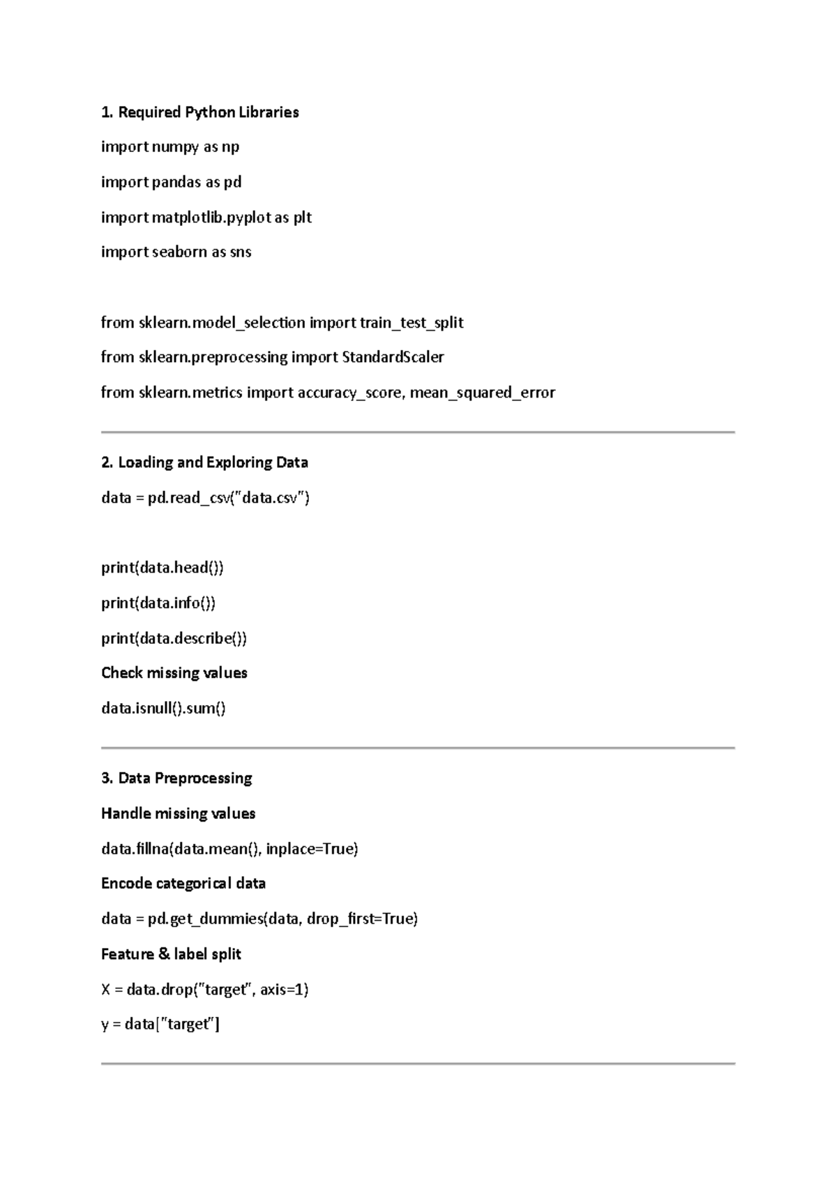 Python ML Workflow: Key Libraries & Techniques (Course Code: MAH) - Studocu