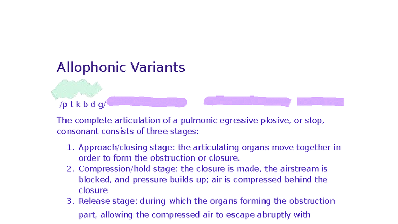 Allophonic Variants of Plosives: t, k, b, d Explained - Studocu