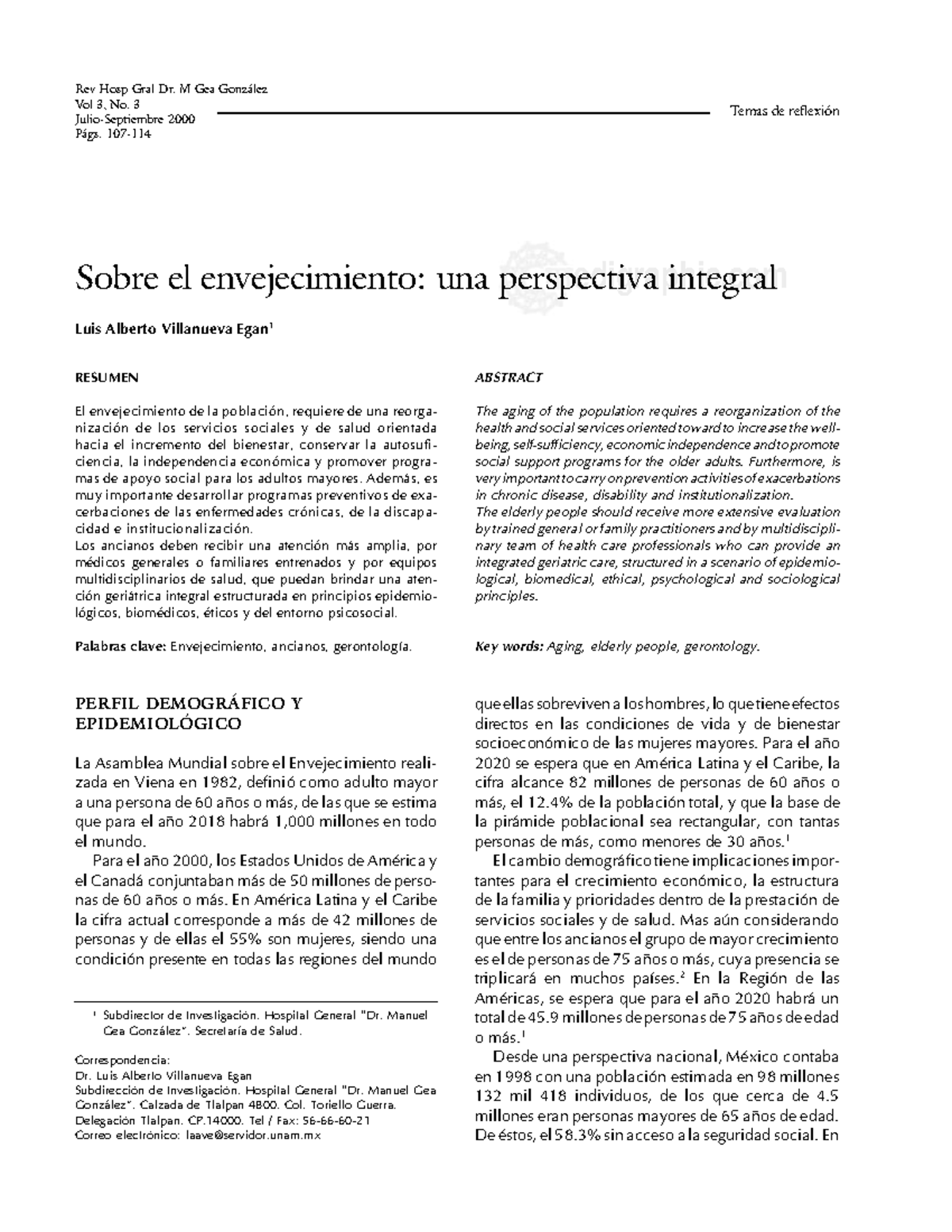 Rev Hosp Gral Dr. M Gea González: Perspectiva Integral sobre el ...
