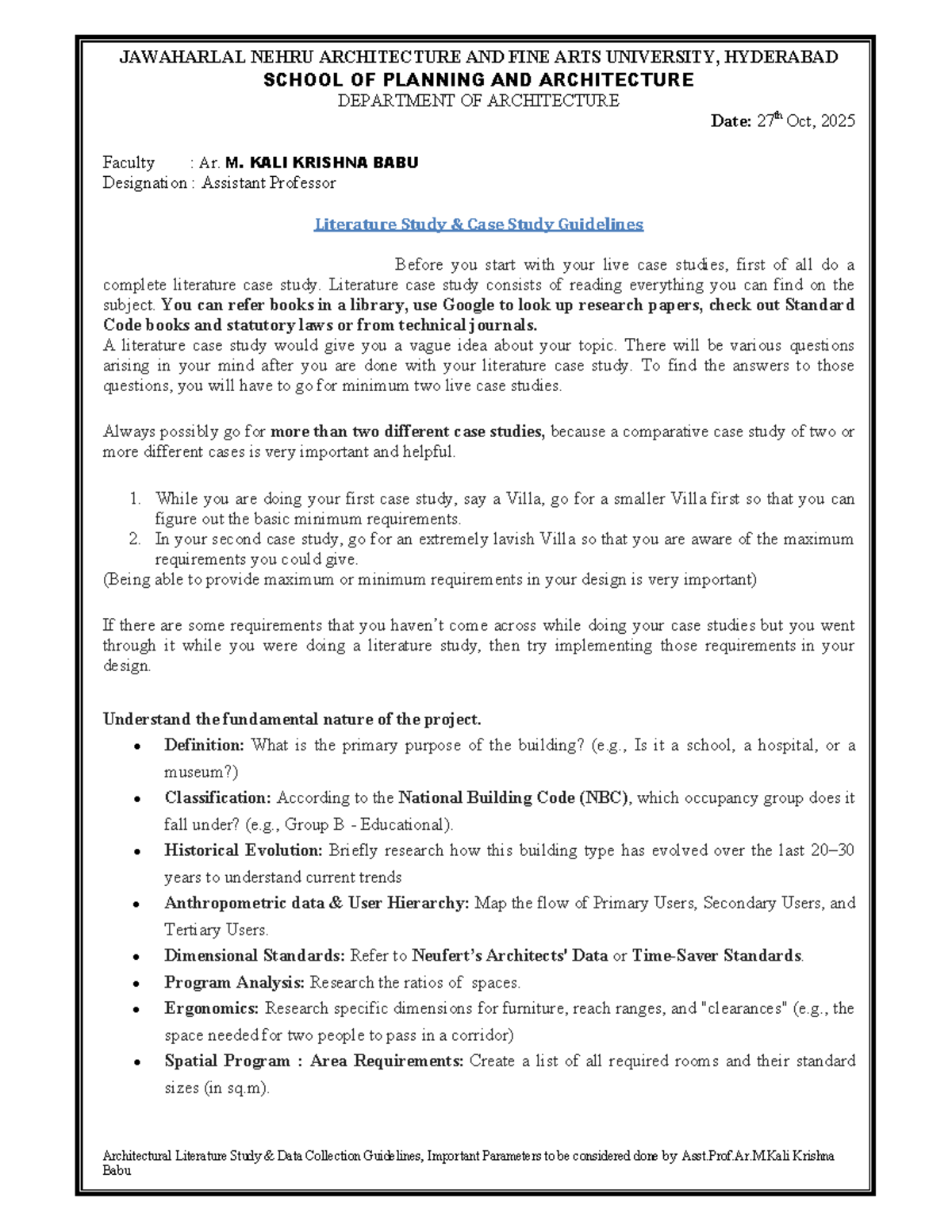 Literature Study & Data Collection Guidelines for Architecture Case ...