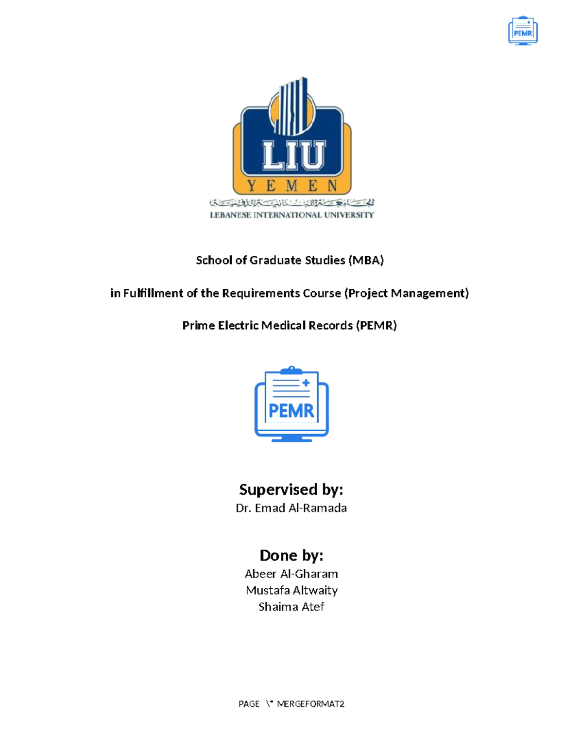 Final PM Project - Implementation of Prime Electronic Medical Records ...
