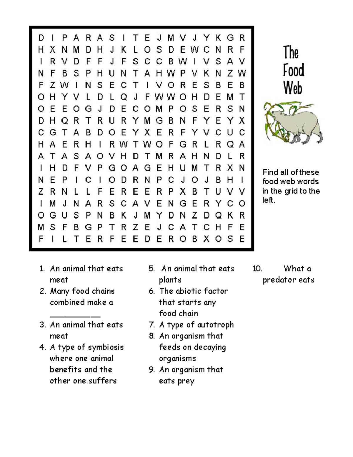 Food web example as final formative - BP 723 - Find all of these food ...