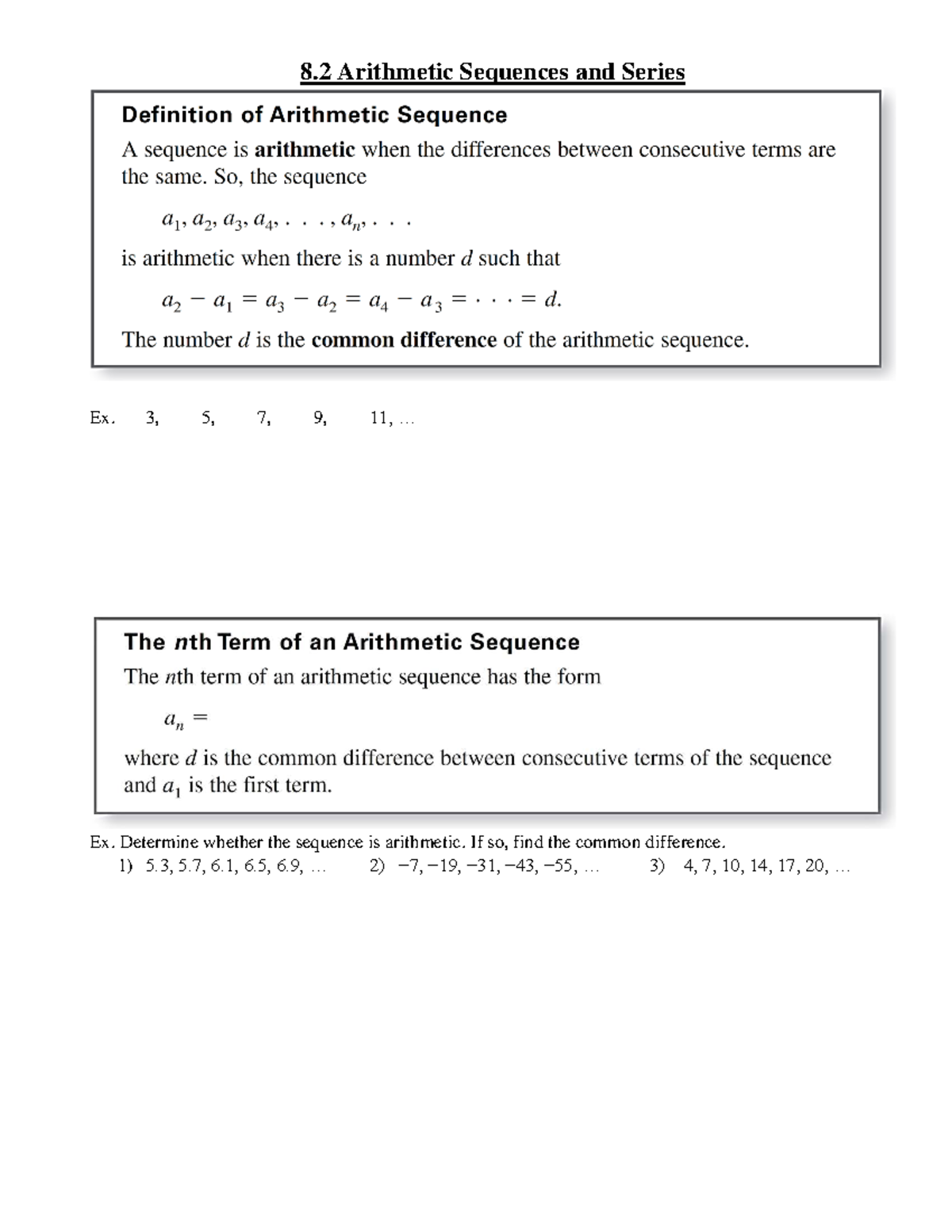 8.2 Notes on Arithmetic Sequences and Series Analysis - Studocu