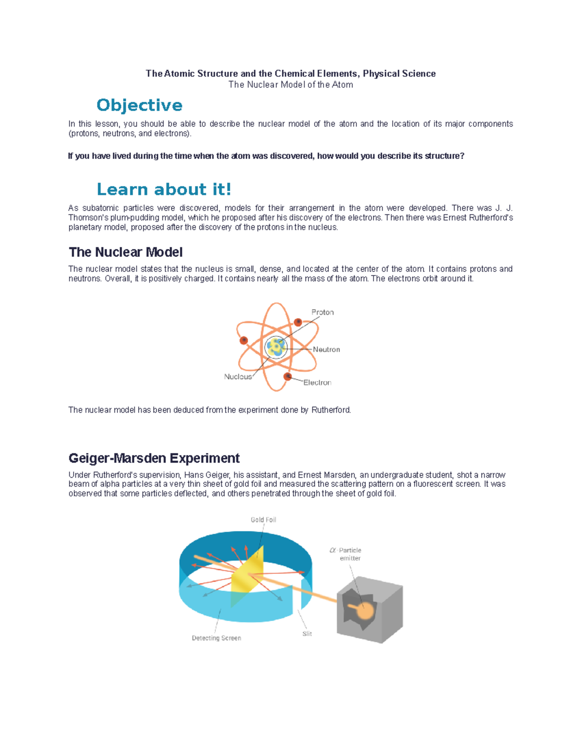 Nuclear Model of the Atom: Structure, Experiments & Issues Explained ...