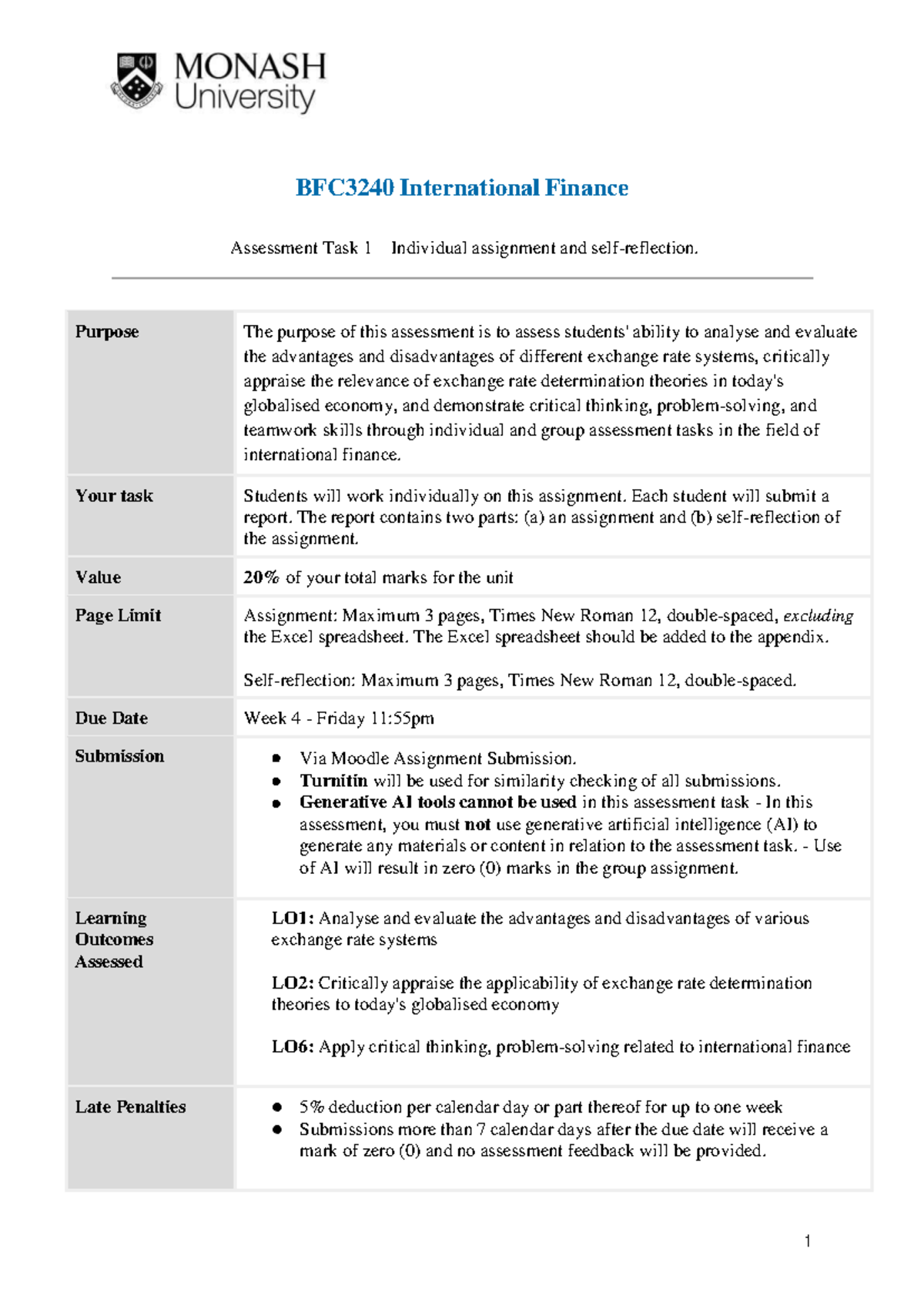 S1 2026 BFC3240 International Finance Assessment Task 1 Guide - Studocu