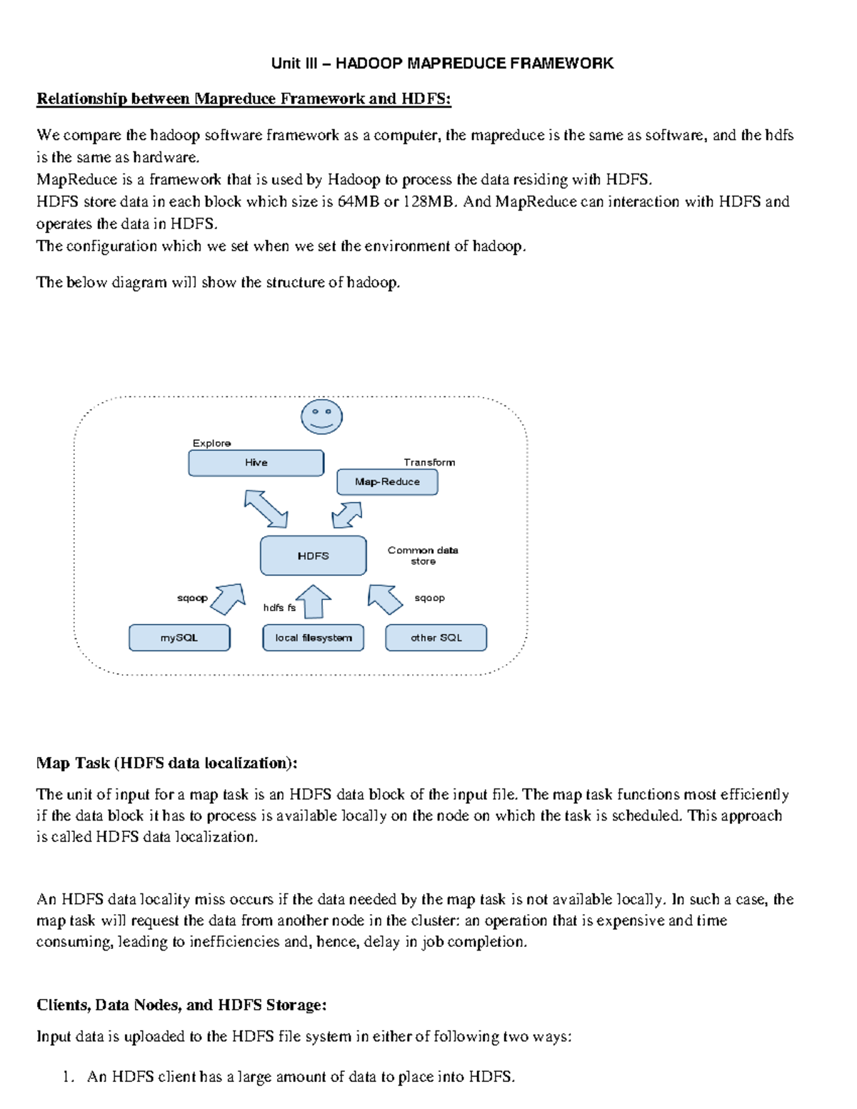 Hadoop Mapreduce Framework Notes Unit Iii Hadoop Mapreduce Framework Relationship Between