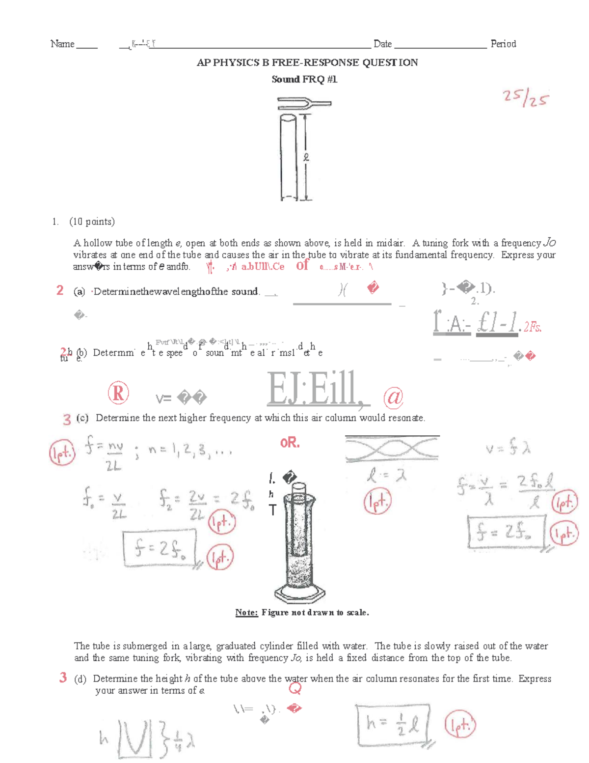 AP PHYSICS B Sound FRQs 1 & 2: Resonance in a Hollow Tube - Studocu