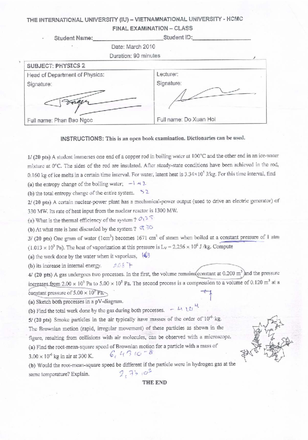 PHYSICS 2 FINAL EXAMINATION - MARCH 2010 - Studocu