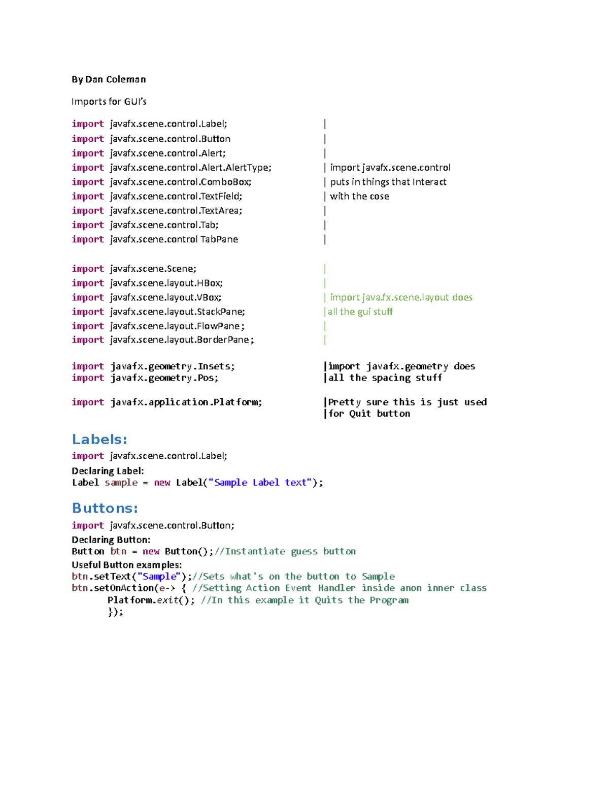 Java FX Cheat Sheet: Key Components & Examples for GUI Development ...