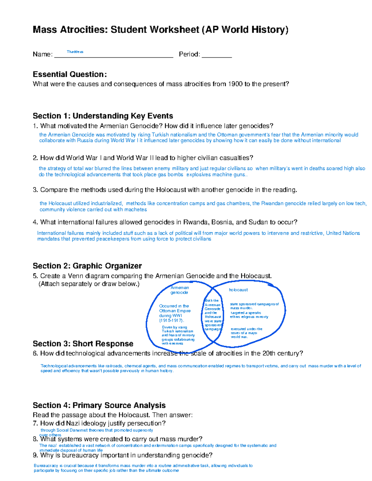 Mass Atrocities: Student Worksheet (AP World History) - Studocu