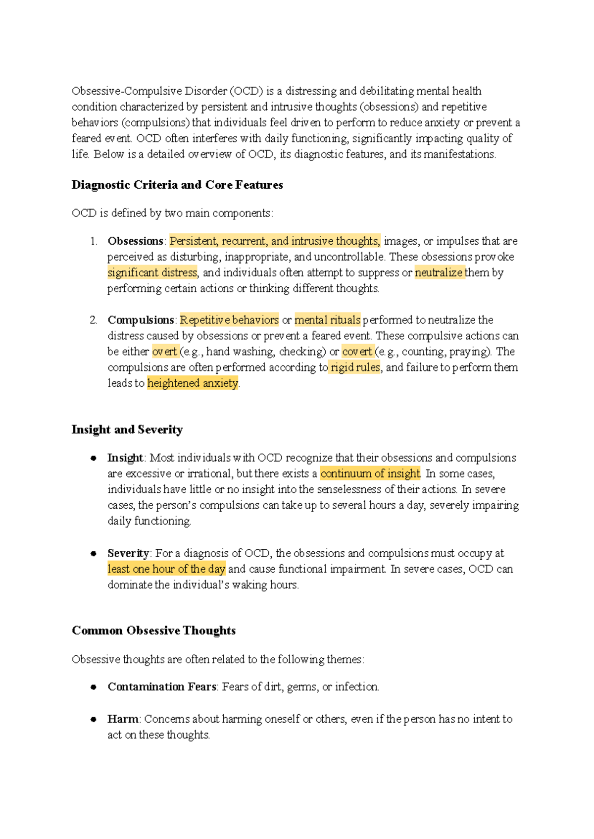 OCD Overview: Diagnostic Features, Causes, and Treatment Strategies ...