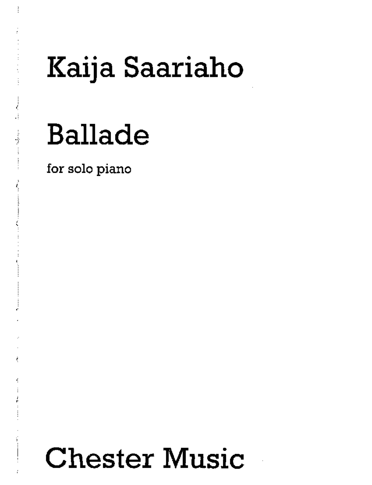 Kaija Saariaho: Ballade for Solo Piano - Study Notes (W 25 522) - Studocu