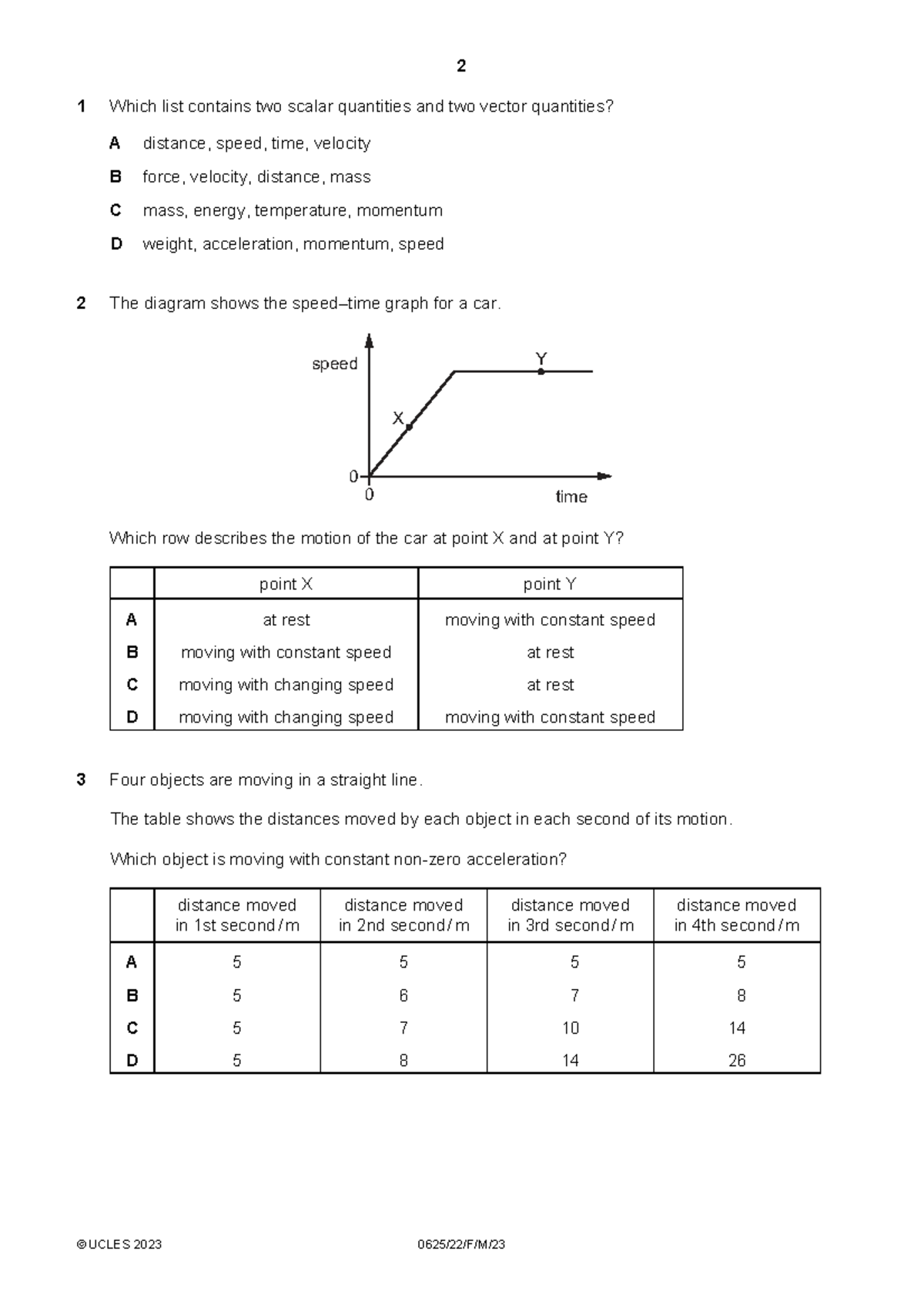 Q23 - MCQs on Scalars, Vectors, and Motion Concepts - Studocu