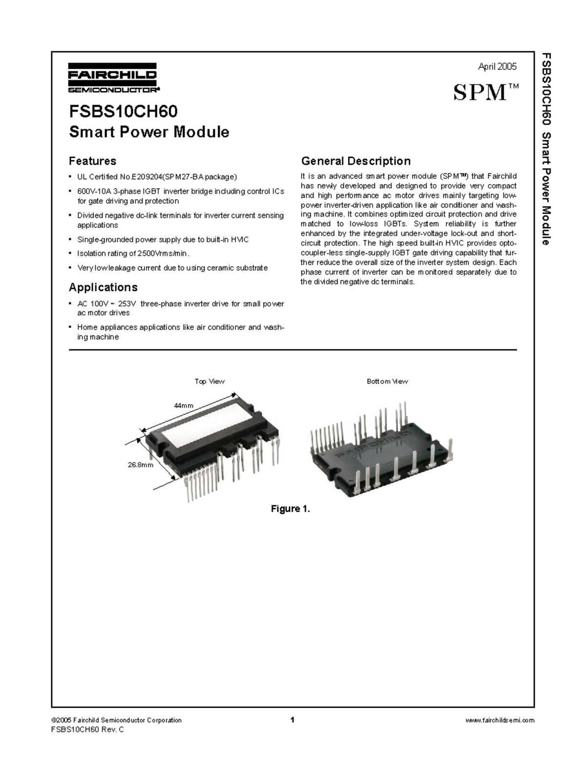 FSBS10CH60 smart power module features and specifications overview ...